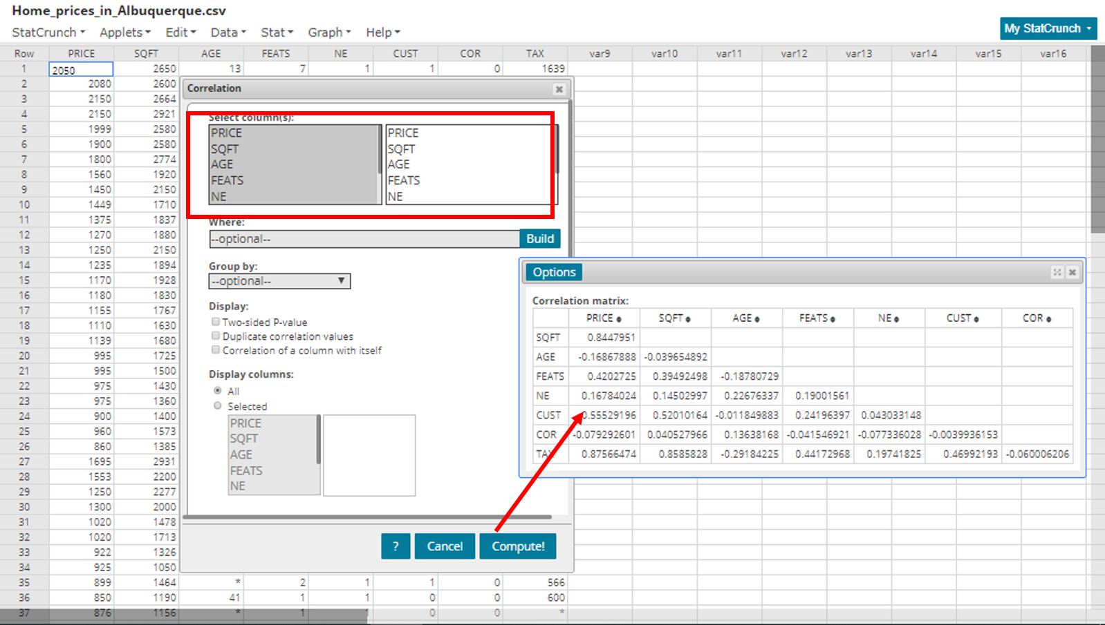 How to Find the Linear Correlation Coefficient on Statcrunch - Osvaldo ...